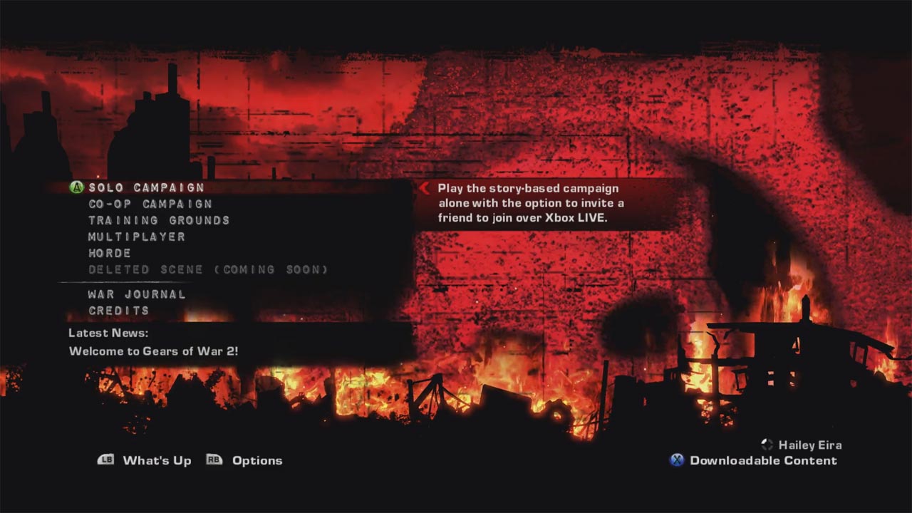 Gears of War 2's menu is one of my favorites ~ Hailey's Corner